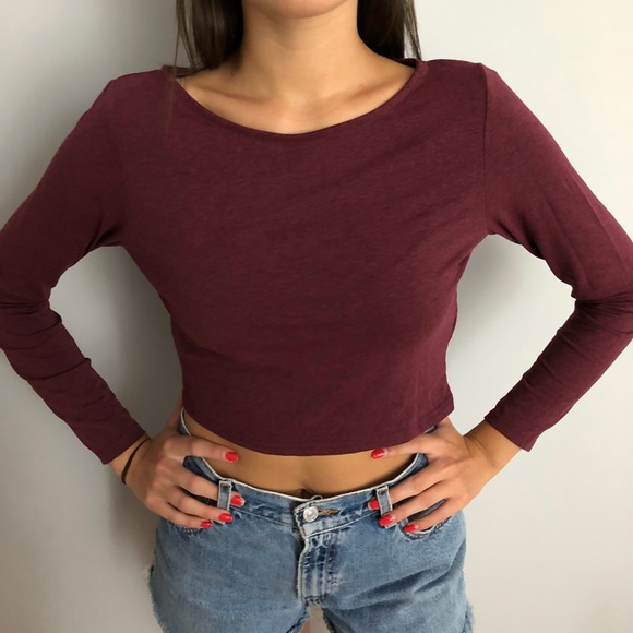 H&M | Tops | Basic Maroon Crop Top | Poshmark